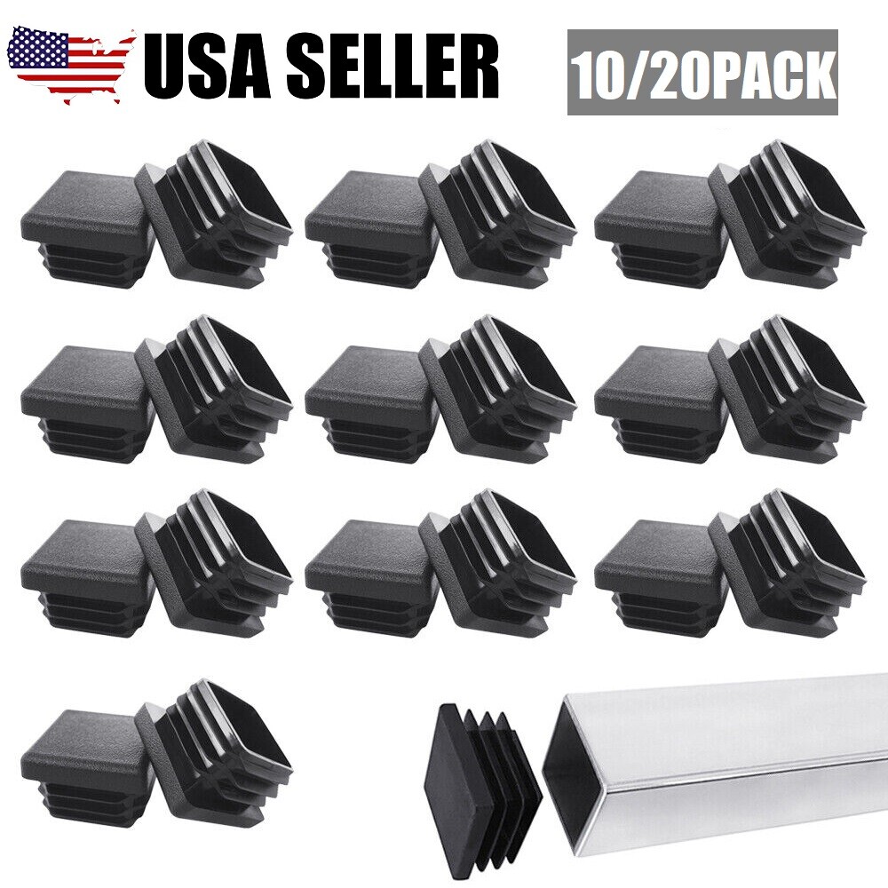 20Pcs 1 inch Square Tube Hole Plug Plastic End Cap 1x1 Tubing Glide ...