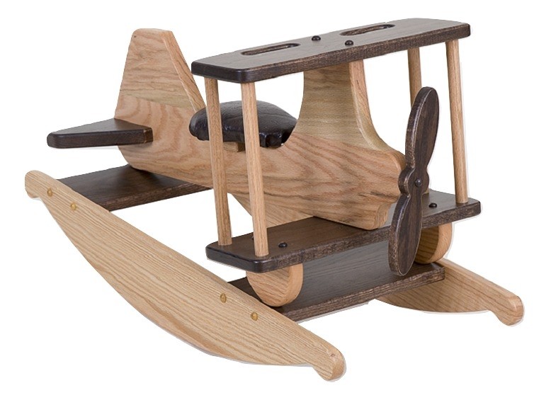 WOODEN ROCKING AIRPLANE Handmade Toddler Homeschool Toy Furniture SOLID ...