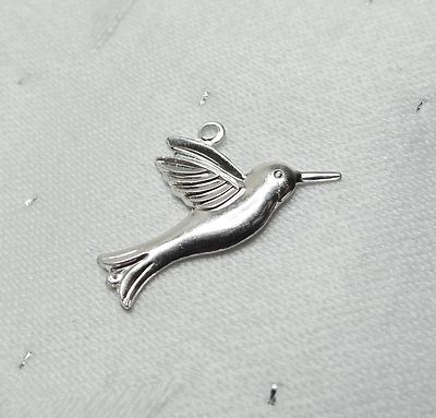 HUMMINGBIRD HUMMING BIRD 2D CHARM 925 STERLING SILVER FLAT BACK | eBay