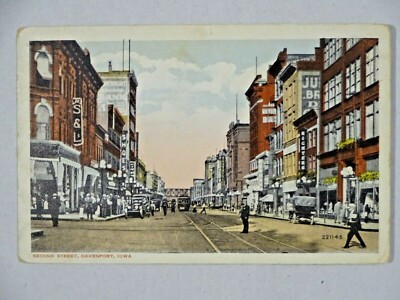 Vintage Postcard Second Street Davenport IA USA Unposted | eBay