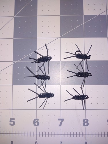 #10 Black Pats rubber legs On Jig Hook Girdle Bug 6 each Trout ...