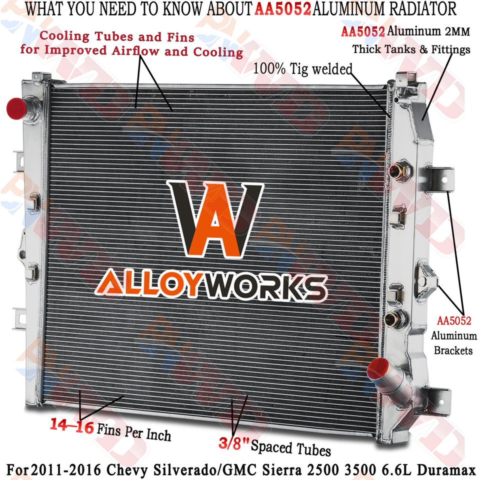 4 Row Radiator For 2011-16 12 Chevy Silverado/GMC Sierra 2500 HD 3500 ...