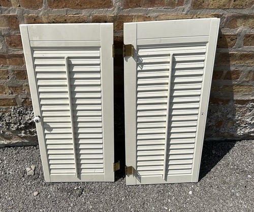 2x Vintage Salvaged Wood Interior 1-Panel Plantation Window Shutters ...
