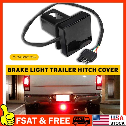 Smoked 15-LED Brake Light DRL Trailer Hitch Cover Fit 2" Towing ...