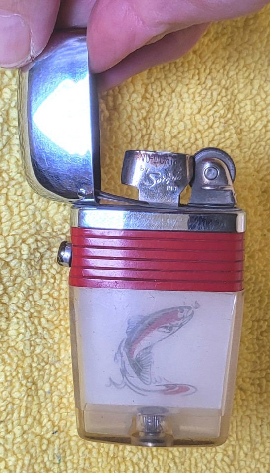 Vintage Scripto Vu Lighter TROUT CAUGHT BY FLY FISHING | eBay