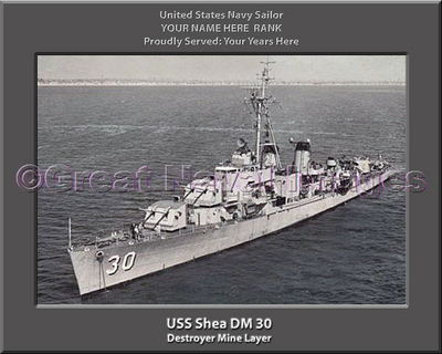 USS Shea DM 30 Personalized Canvas Ship Photo Print Navy Veteran Gift ...