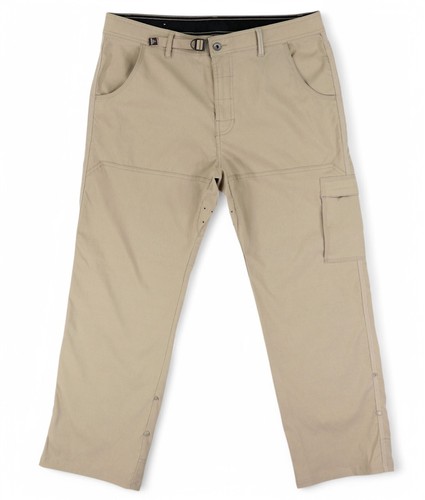 Prana Stretch Zion Pants Mens XL X 31 Beige Belted Flat Front Hiking ...