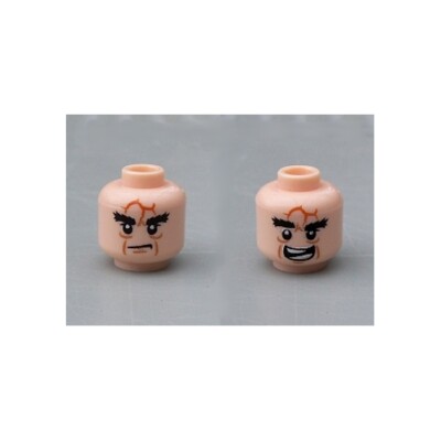 LEGO - Minifig, Head Bushy Black Eyebrows, Dark Orange Scars, Stern ...