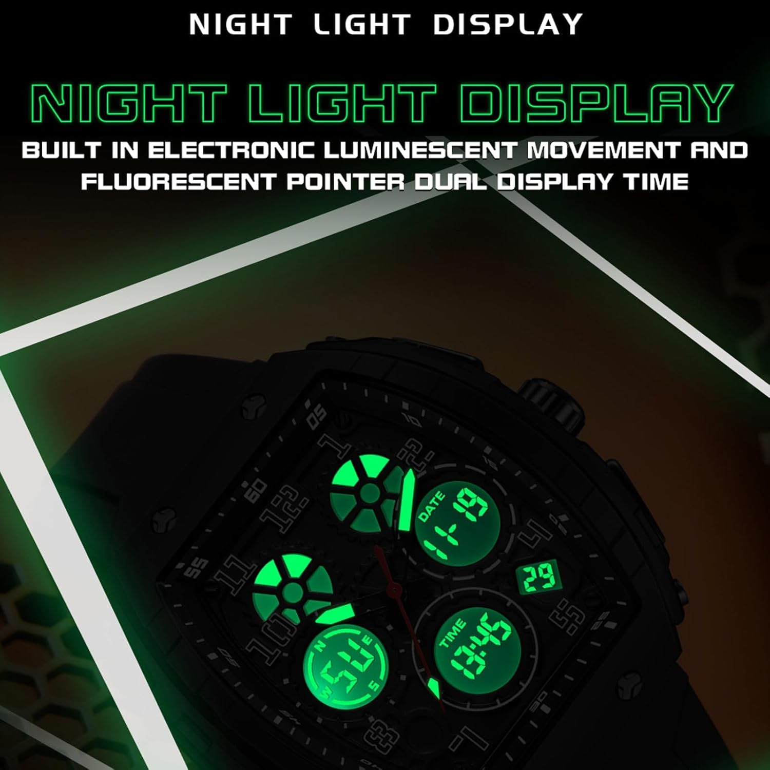 Designer Men's Watch – Rectangle Dial, Digital Analog, Stopwatch ...