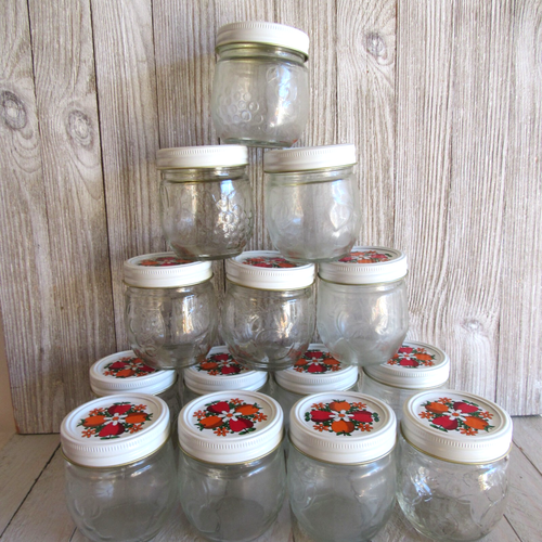 Lot 14 Kerr Country Kitchen Fruit Embossed Decorative 8 oz Canning ...