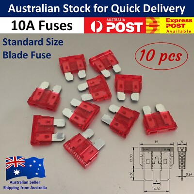 10pcs / 10 Amp Standard Blade Fuse - Red Car Truck Auto Fuses 10A ...