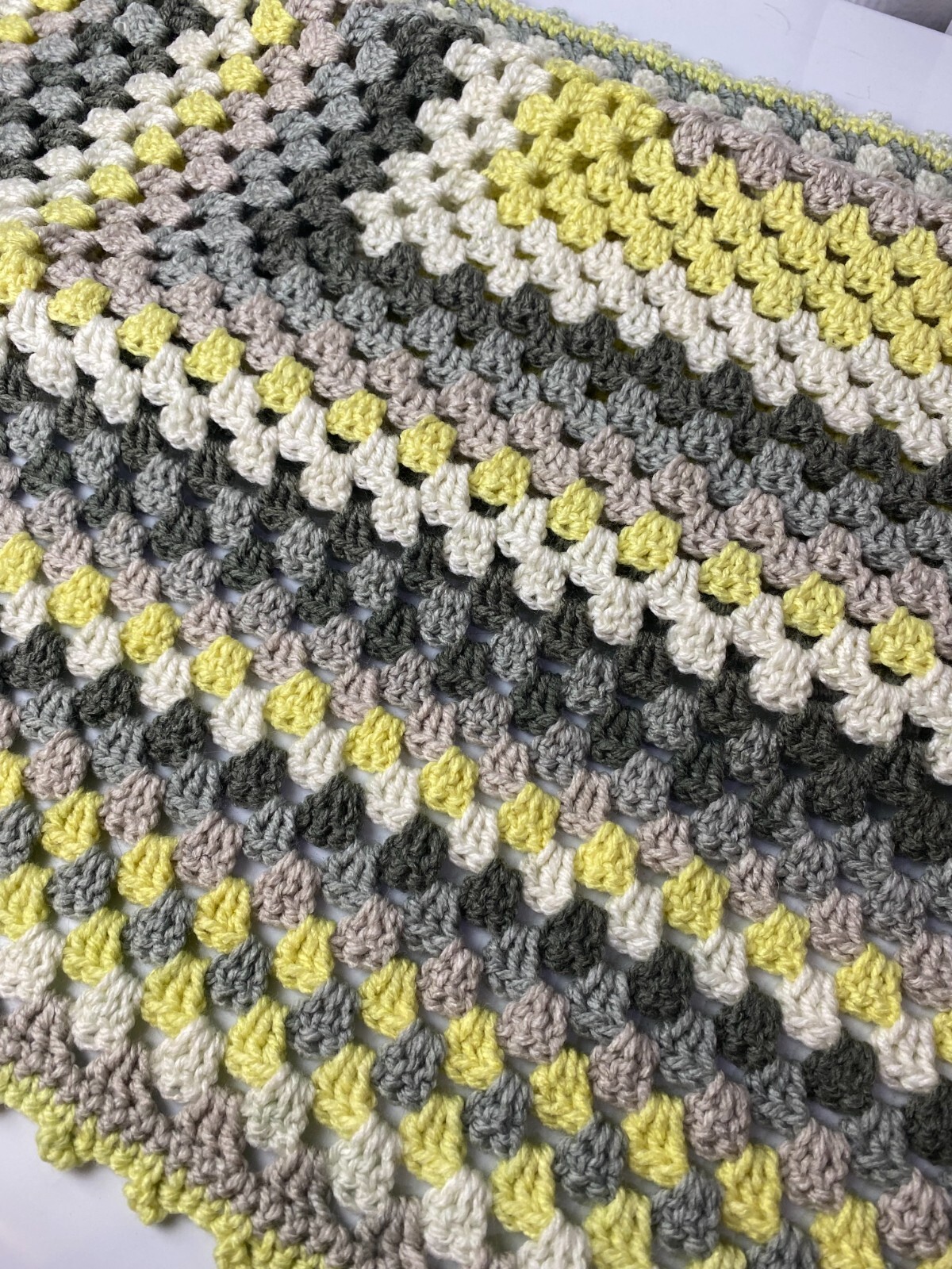 Handmade Crochet Baby Blanket Afghan 38x38 Giant Granny Square Yellow ...