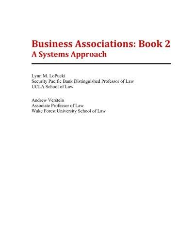 BUSINESS ASSOCIATIONS: BOOK 2: A SYSTEMS APPROACH (VOLUME By Lynn M ...