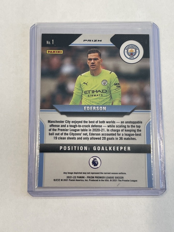 Ederson 2021-22 Panini Prizm EPL Man City Red White Blue Prizm Card #1 ...