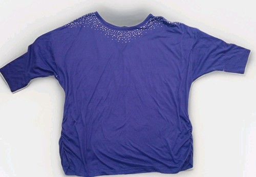 y2k McBling Plus Size 22W 24W 3X Faded Glory Purple Rhinestone Top ...