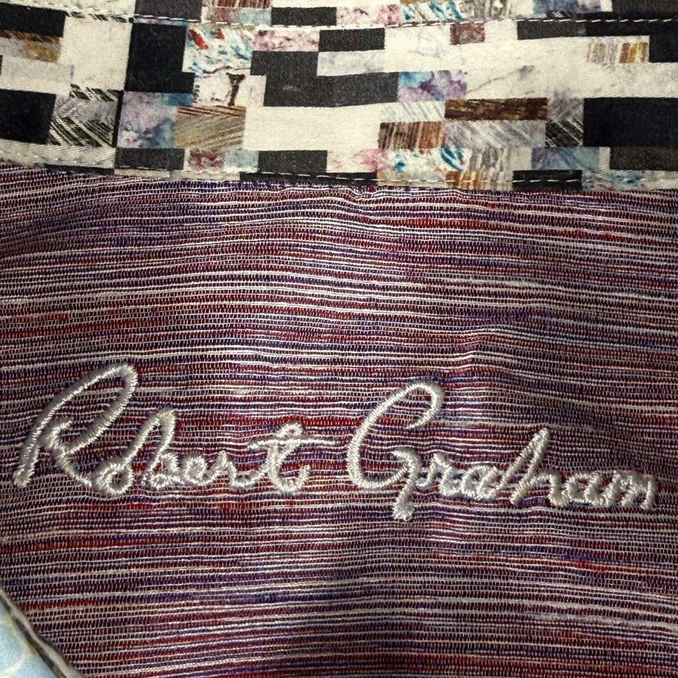 Robert Graham Shirt Mens Large Blue Psychedelic Prism Mosaic Art ...