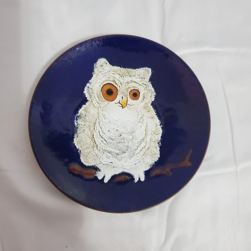 Norman Brumm Enamel on Copper Snowy White Night Owl 4.85" Decorative ...