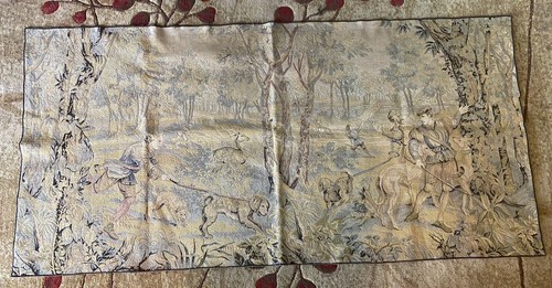 Antique Continental machine Woven tapestry wall hanging Or Table Runner ...