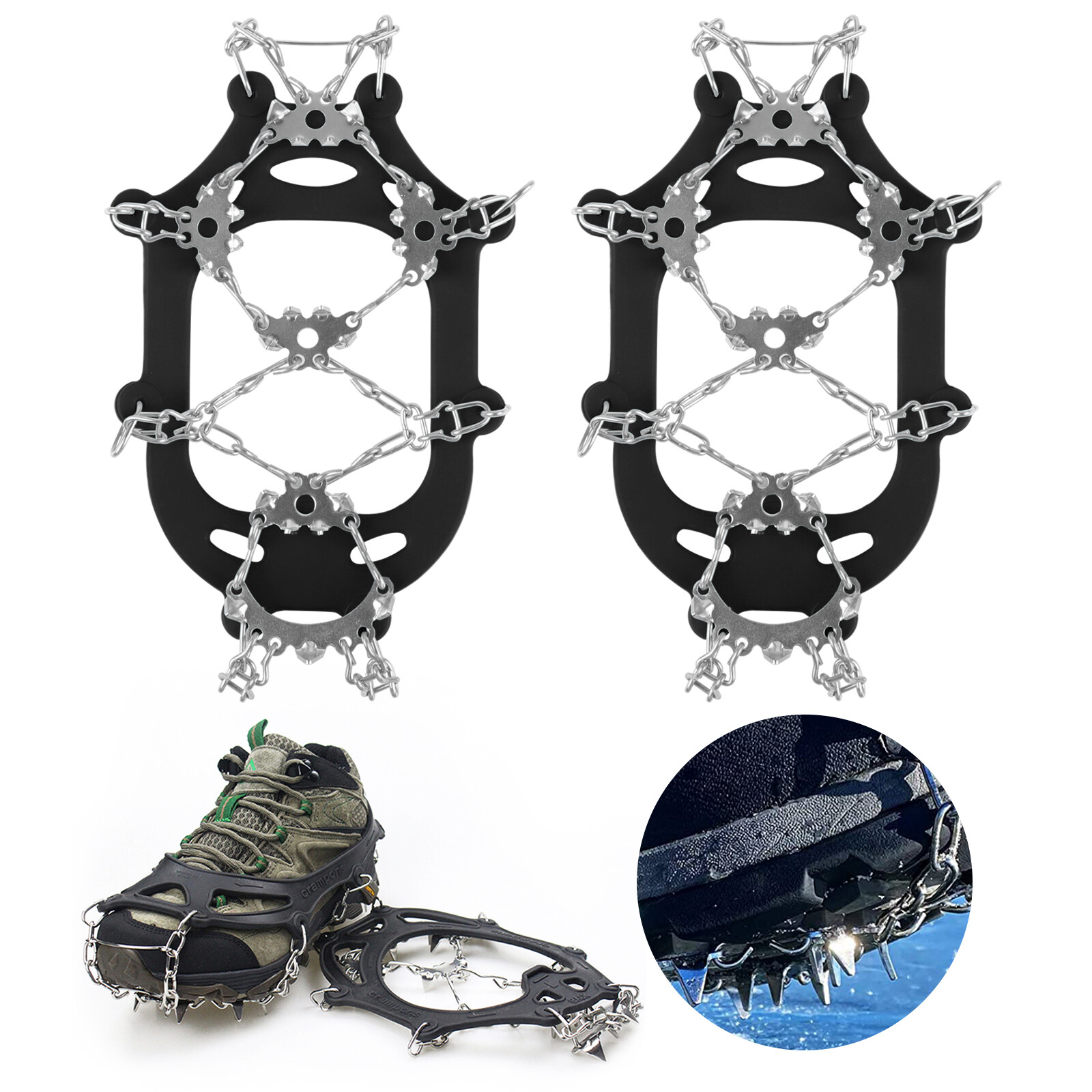 Ice Crampons 23 Micro Spikes Ice Cleats for Boots Anti Slip Ice Grip ...