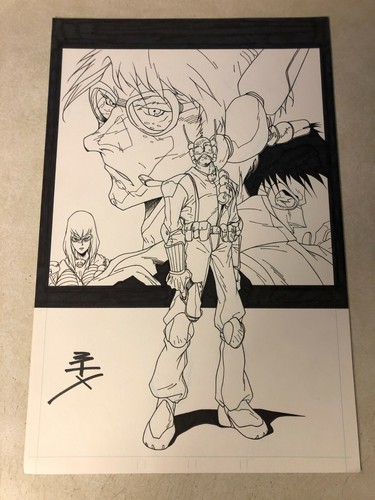 POWDER BURN #1 original art SCI FI MANGA COP STUNNING COOL SPLASH 1999 ...