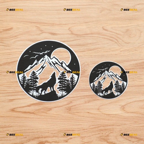 Wolf Howling Wolves Mountain Sticker Decal Vinyl 2 Pack Reflective 3, 5 ...