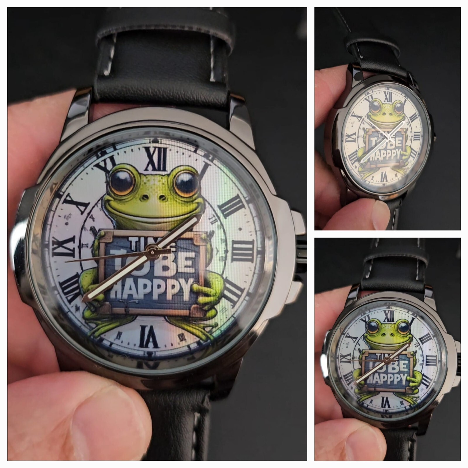 Funny Frog Showing Sign TIME TO BE HAPPY Unique Unisex Beautiful Wrist ...