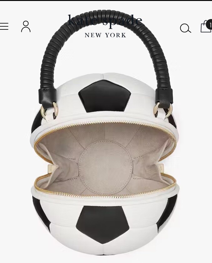 NWT Kate Spade Kickoff 3D Soccer Ball Top Handle Crossbody Bag Black ...