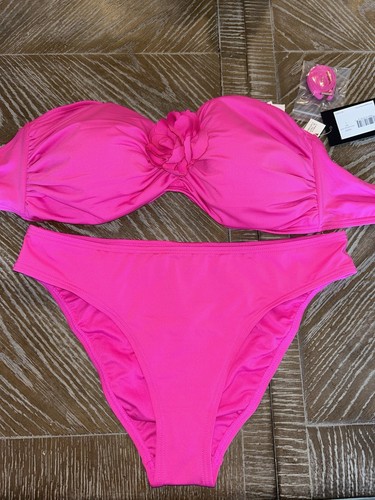 Womens Kate Spade Hot Pink Bikini Swimsuit Size Medium New Vivid Snap ...