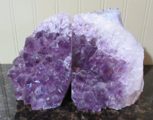 Amethyst Cut Crystal Quartz Geode Bookends | eBay