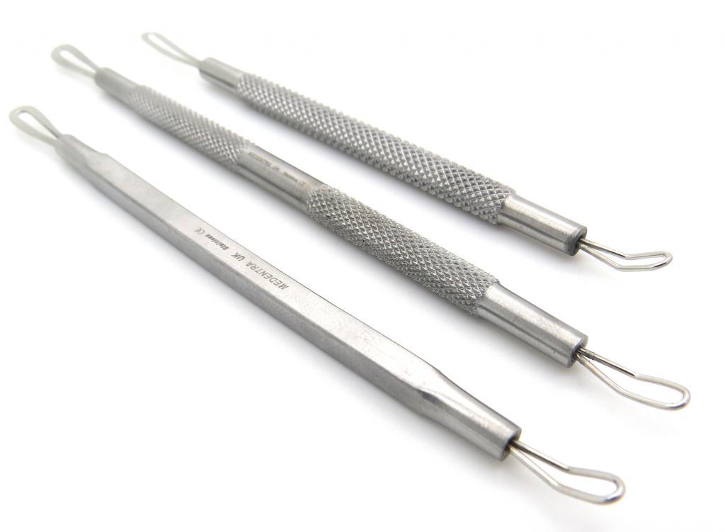 Comedone Remover Blackhead Acne Whitehead Blemish Extractors SET OF 3 ...