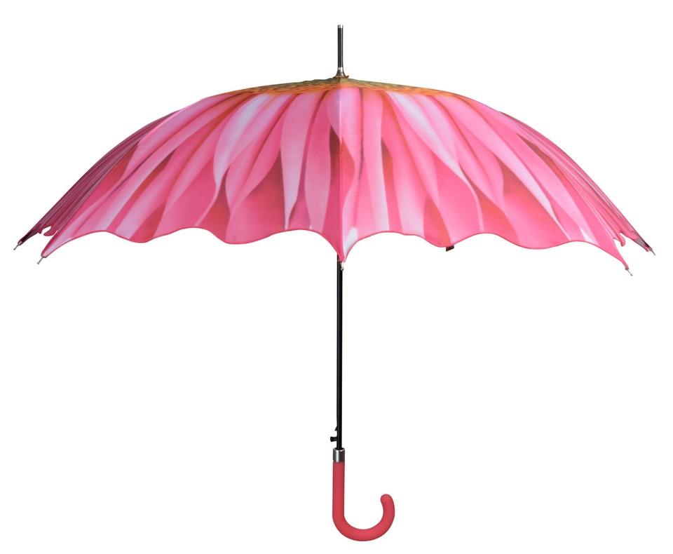 Floral Umbrella Nylon Daisy Sunflower Pink Gerbera Flower Brolly ...
