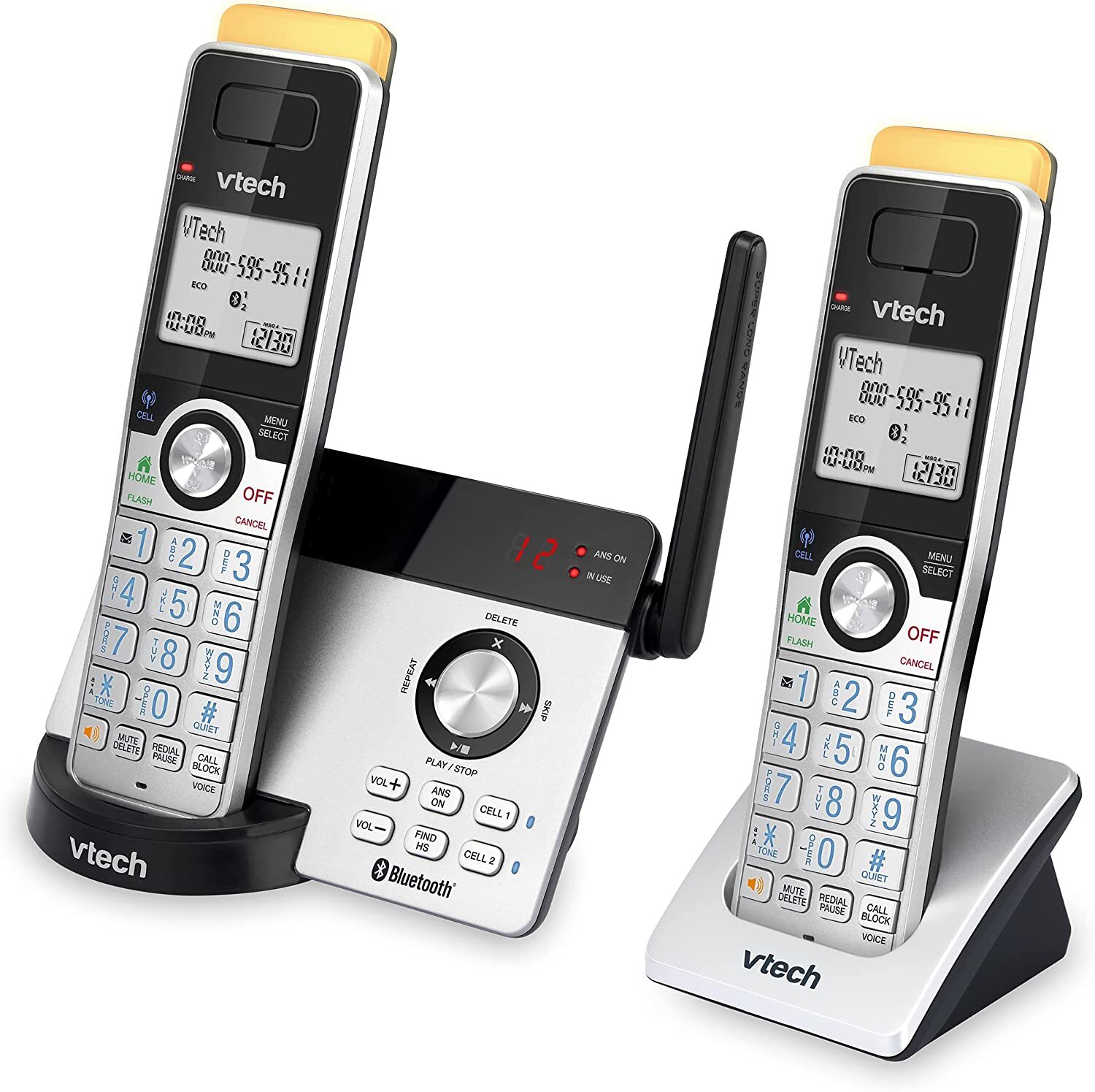 VTech Cordless Phone Answering Machine Bluetooth 2 Handset Super Long ...