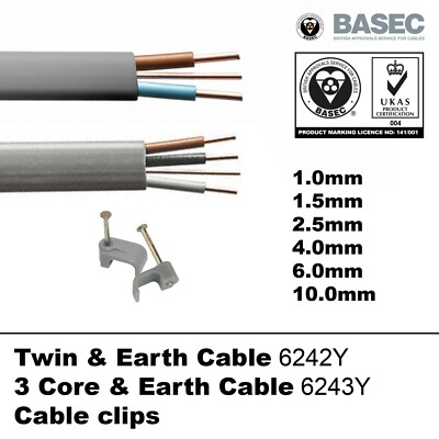 OFFER Twin and Earth T&E Cable 3 Core & Earth Wire Electric Socket ...