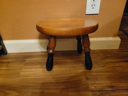 Vtg Small Oval Wooden Stool | eBay