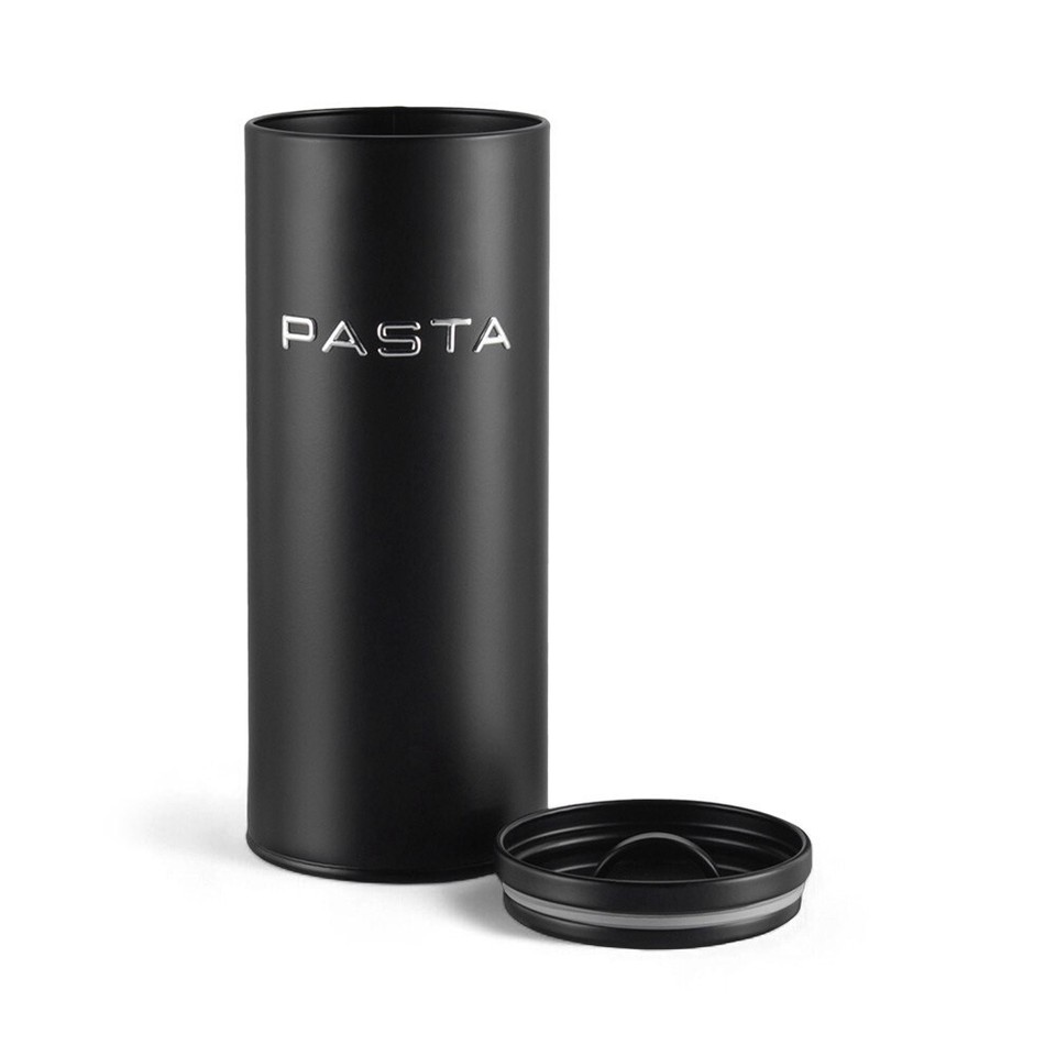Pasta Steel Black Round Spaghetti Food Storage Canister with Airtight ...