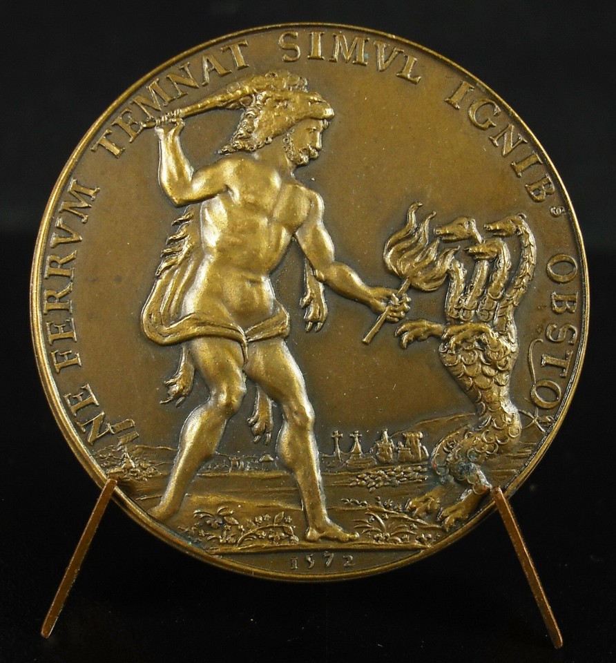 Medal King Charles IX Hercules Heracles fighting Cerberus 1572Temnat ...
