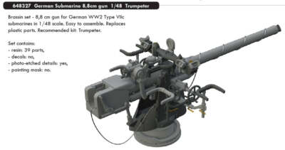 Eduard Brassin 648327 1:48 German Submarine 88mm gun for DKM U-Boat ...