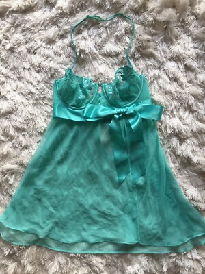 Victoria’s Secret Very Sexy Babydoll Lingerie 34B Turquoise Blue Green ...