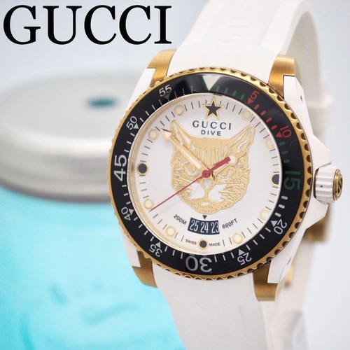 Montre de plongée Gucci pour homme design chat mystique blanc en acier ...