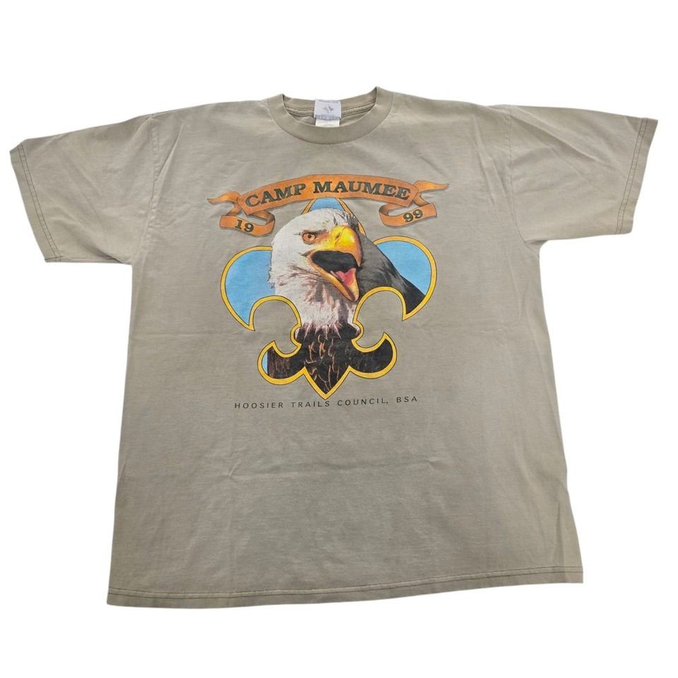 Vintage 1999 Camp Maumee BSA T-Shirt Jerzees L Hoosier Trails Eagle ...