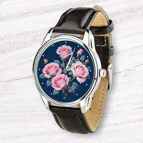 Pink Roses Watch, Elegant Floral Bouquet Art, Romantic Gift for Women ...