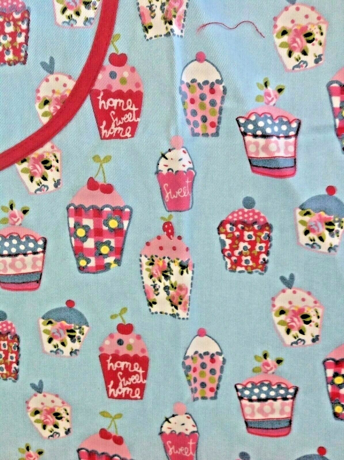 WILKO BIB APRON CUPCAKES BLUE RED PINK 100% COTTON ONE SIZE NWT | eBay