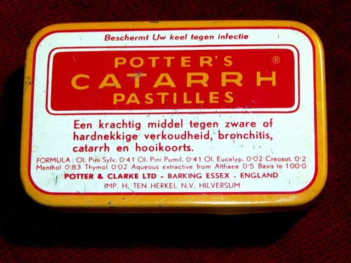 boite litho Médicale Vide Potter's Catarrh Pastilles Barking Essex ...