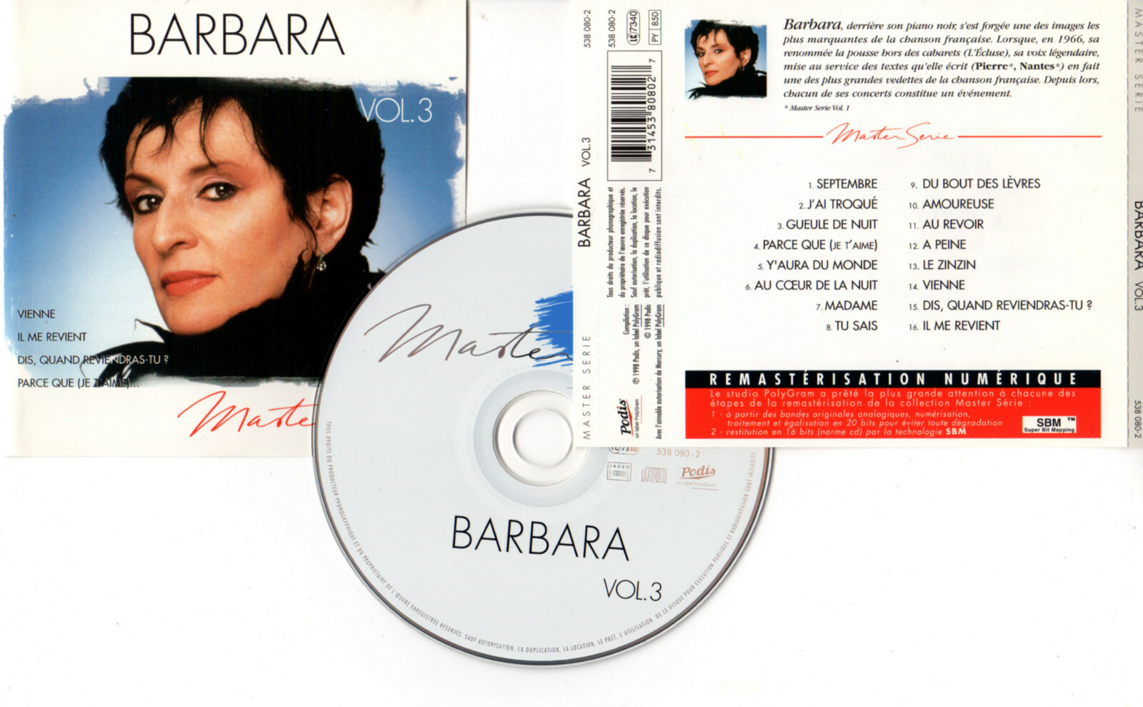 BARBARA "Master Serie Vol.3" (CD) 16 Titres : Vienne... 1998 | eBay