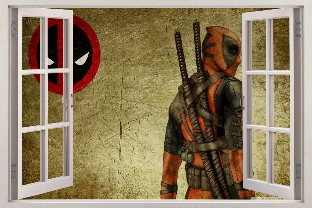 Deadpool 3D Window Decal Wall Sticker Home Decor Art Mural Marvel J724 ...
