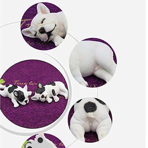 Miniature French Bulldog Garden Statue Dog Cow Colored Lying Posture | eBay