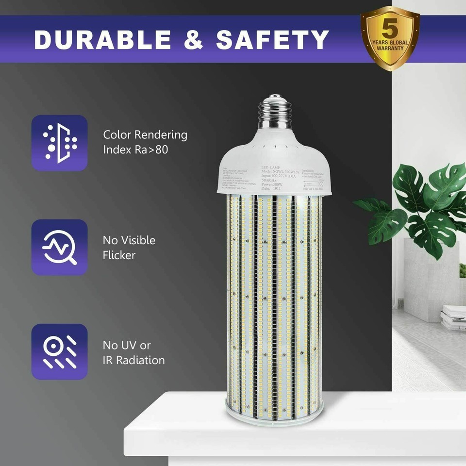 480V LED Corn Bulb 250W Garage Cob Light 28000LM E39 Mogul Base 6000K ...