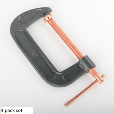 4 Pack 5" Inch C-Clamp w/ Iron Body & Copper Plated Steel Screw C-Clamp ...