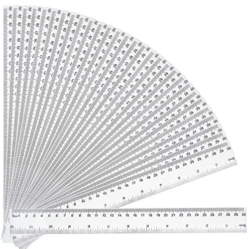 30 Packs Clear Plastic Ruler 12 Inch Straight Ruler with Centimeter and ...