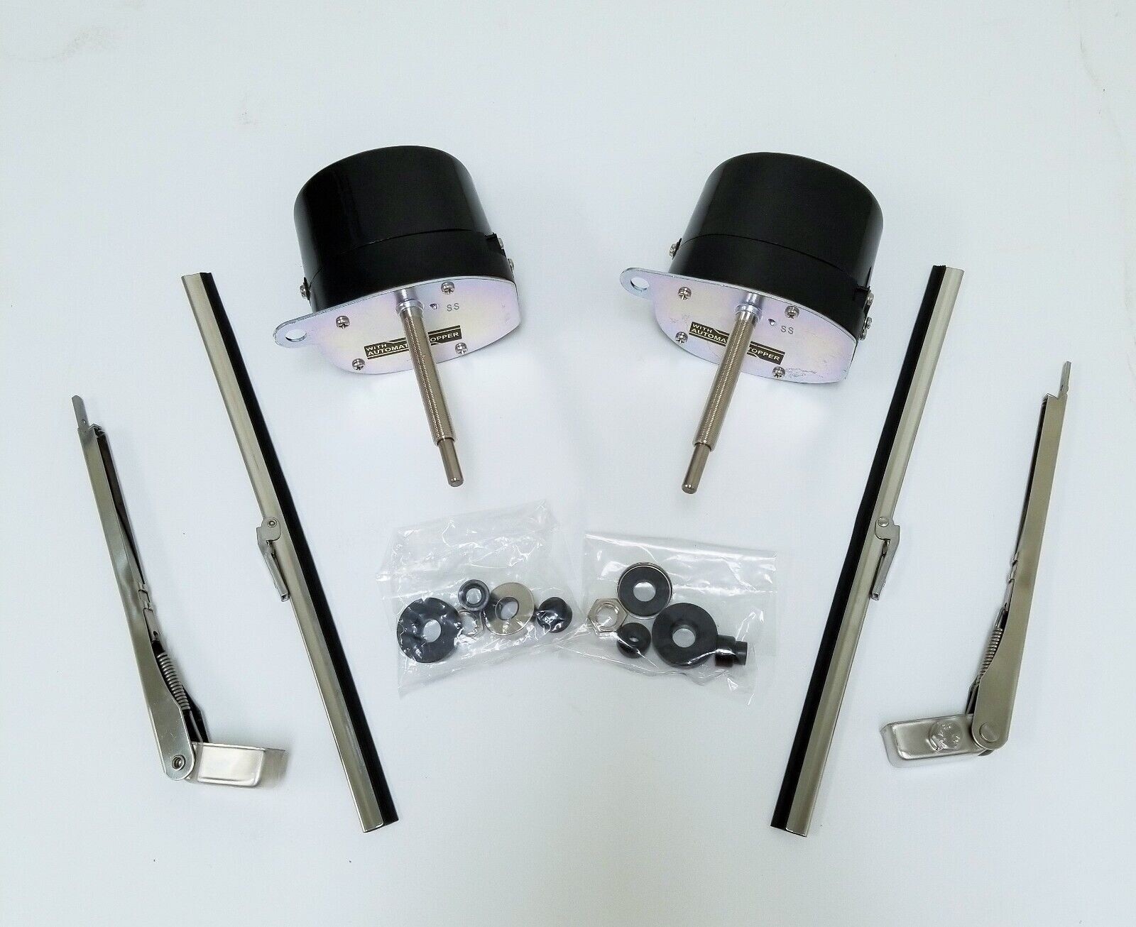Universal Stainless Windshield Wiper Motor Blade Kit Street Rod 12V ...
